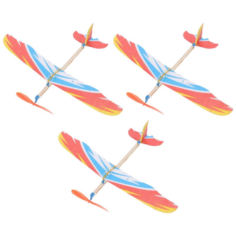 NUOBESTY Toys 3pcs Glider Plane Rubber Band Powered Helicopter STEM ...