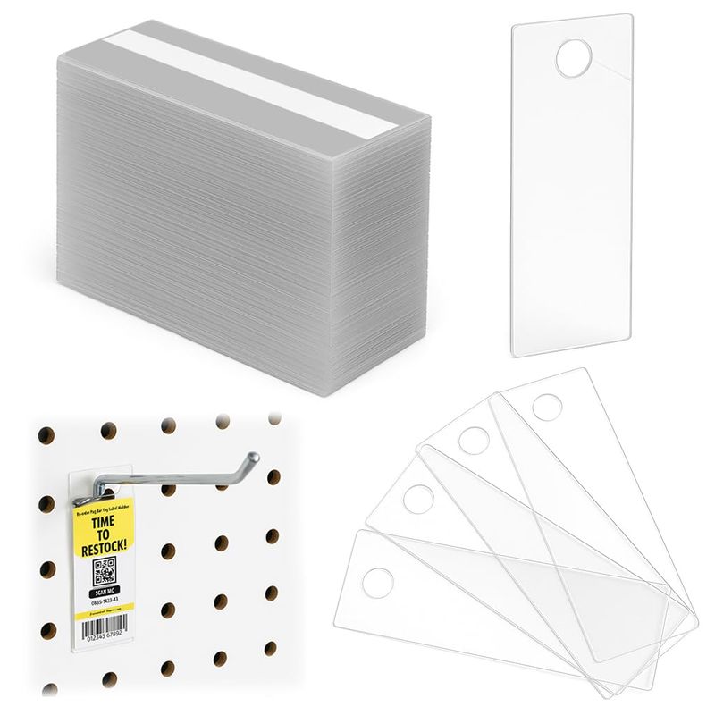 Clear Plastic Peg Back Tag Label Holders, Transparent Reorder ...