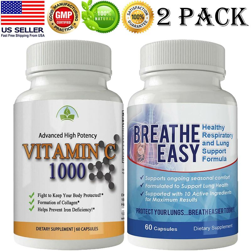 Vitamin C Immune Booster & Breathe Easy Respiratory Lungs Health ...