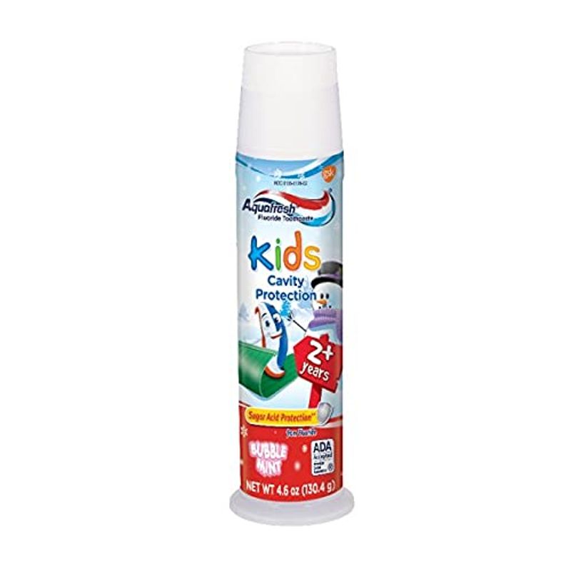 Aqua Fresh Kids Pmp Size z Kids Pump Toothpaste, Bubble Mint, 4.6 Ounce ...