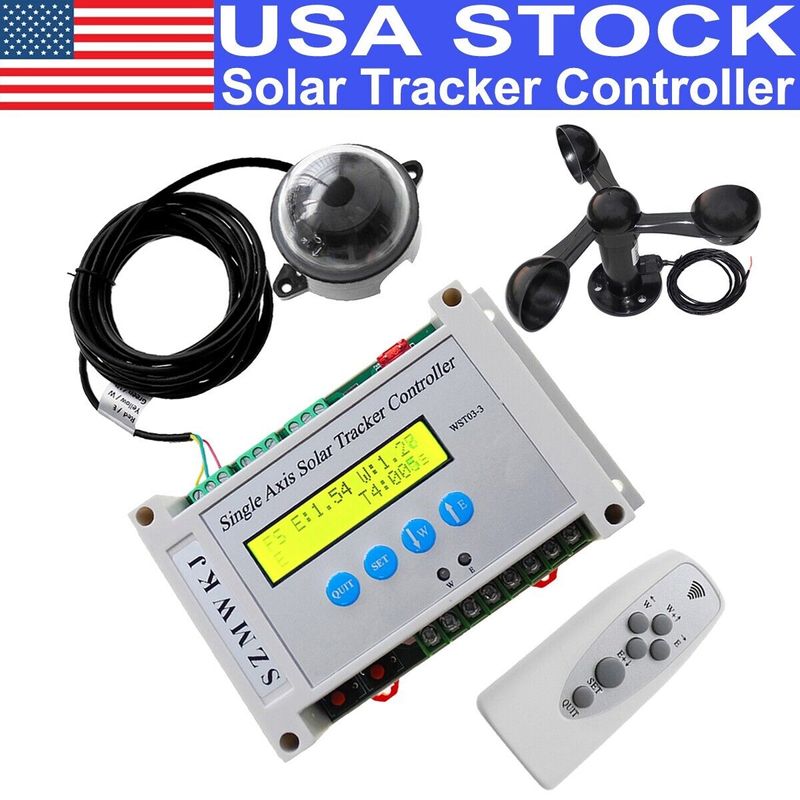 LCD Single Axis Solar Tracker Controller +Wind Speed Sensor DIY Solar ...