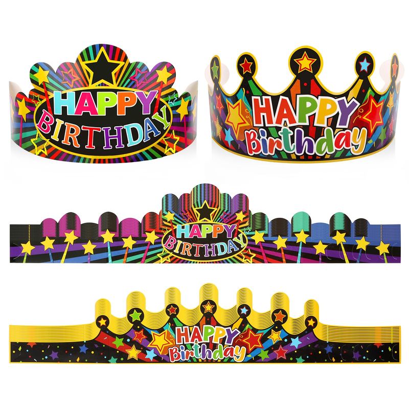 Hooqict Birthday Crowns for Kids Classroom 30 Pack Party Hats Paper ...