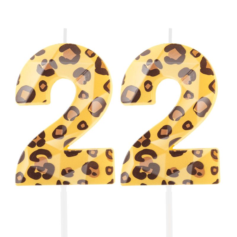 Hongplus Cheetah 22 Birthday Candles for Cake, Leopard Print Number ...