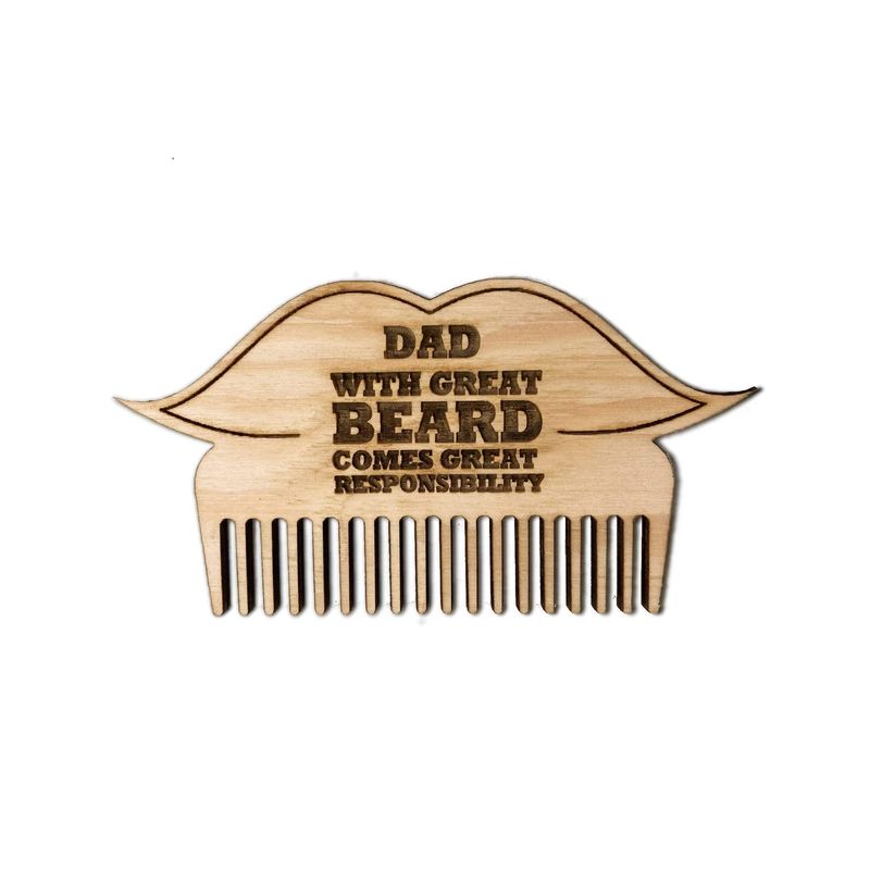 Wooden Beard Comb Beard & Moustache Pocket Comb Dad Fun Comb Natural ...