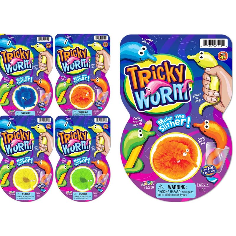 JA-RU Fuzzy Worms on Strings on a String Magic Worms Fidget Toy (4 ...