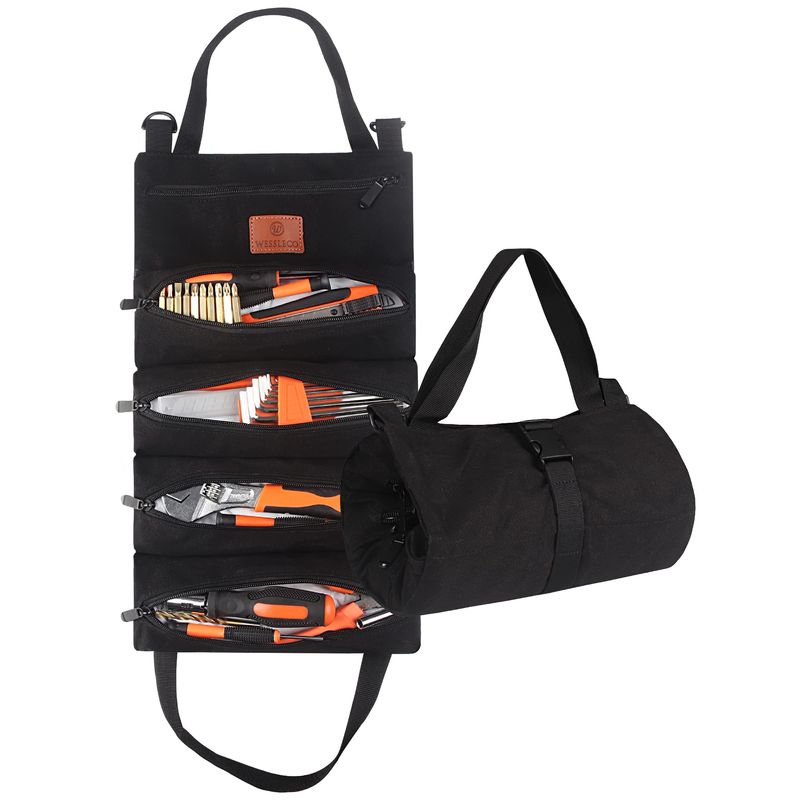 FIREDOG Roll Up Tool Bag, Canvas Wrench Roll Up Pouch Multi-Purpose ...