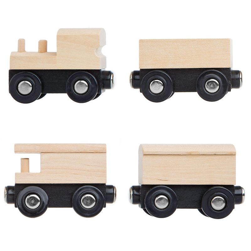 Orbrium 4 Assorted Unpainted Train Cars for Wooden Railway Compatible ...