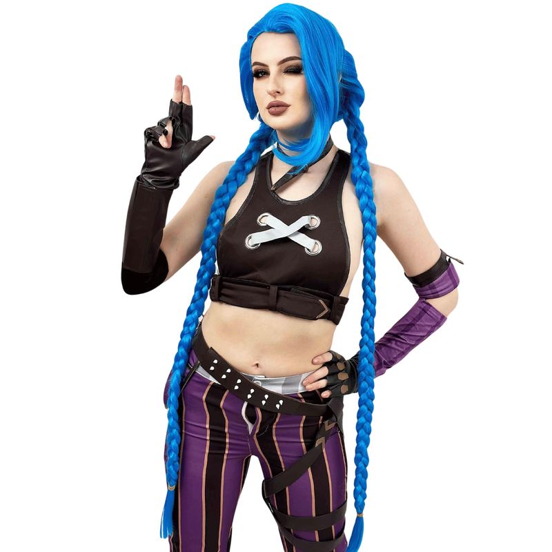 ALLAURA Blue Braided Cosplay Wig for Women Anime Jinx Cosplay Costume ...