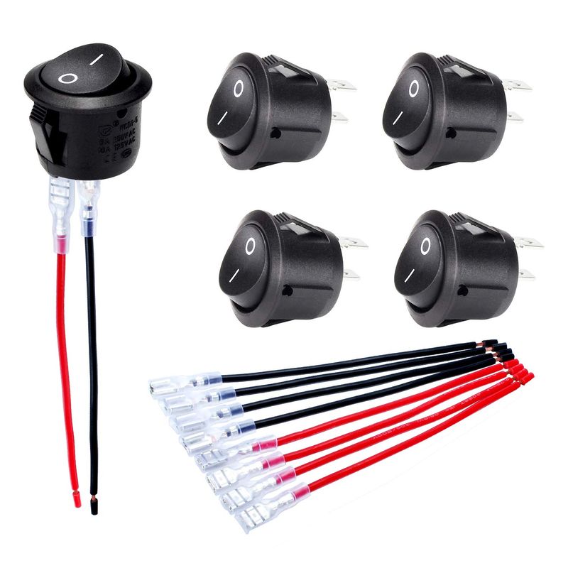 DaierTek ON Off Round Rocker Switches SPST 20mm Mini 12 Volt DC Mini ...
