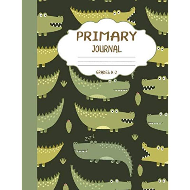 Primary Journal Grades k-2: Cute Crocodile, Draw and Write Composition Book for Kids, Half Page ...