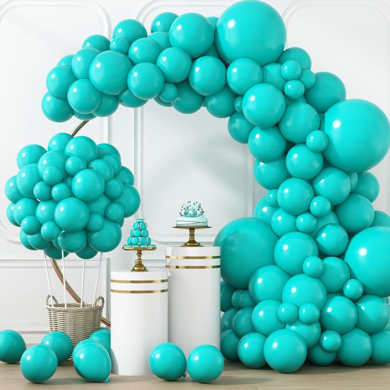 RUBFAC 129pcs Teal Blue Balloons Different Sizes 18 12 10 5 Inch Latex ...