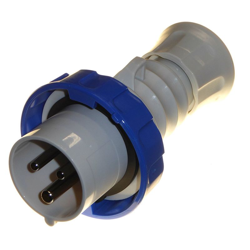 Gewiss GW60026H 16 Amp 3 Pin Industrial Plug IP67 Weatherproof 250 Volt ...