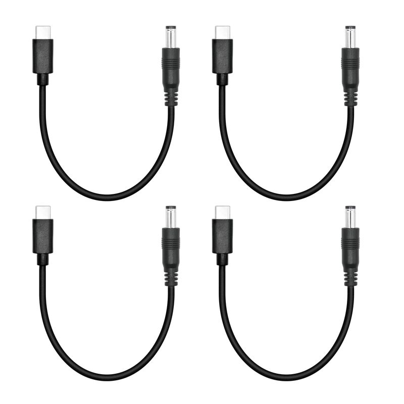 Pack of 4 Short DC 5.5 mm x 2.1 mm to USB C Power Cord 6 Inch, DC 5521 ...