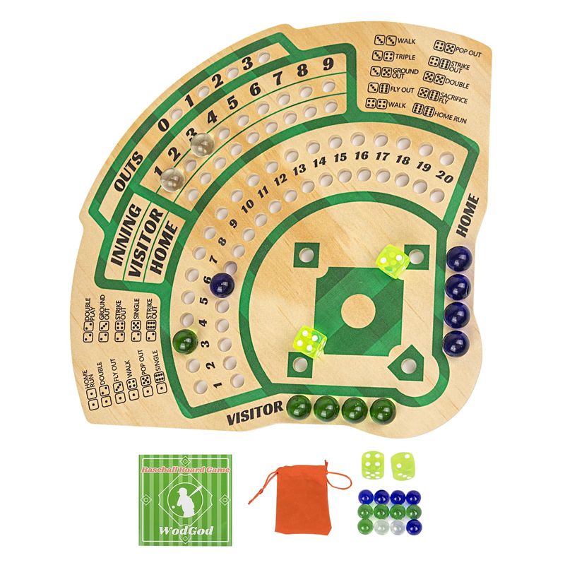 Baseball Board Game,Baseball Dice Board Game,Solid Wood,12 Colourful ...