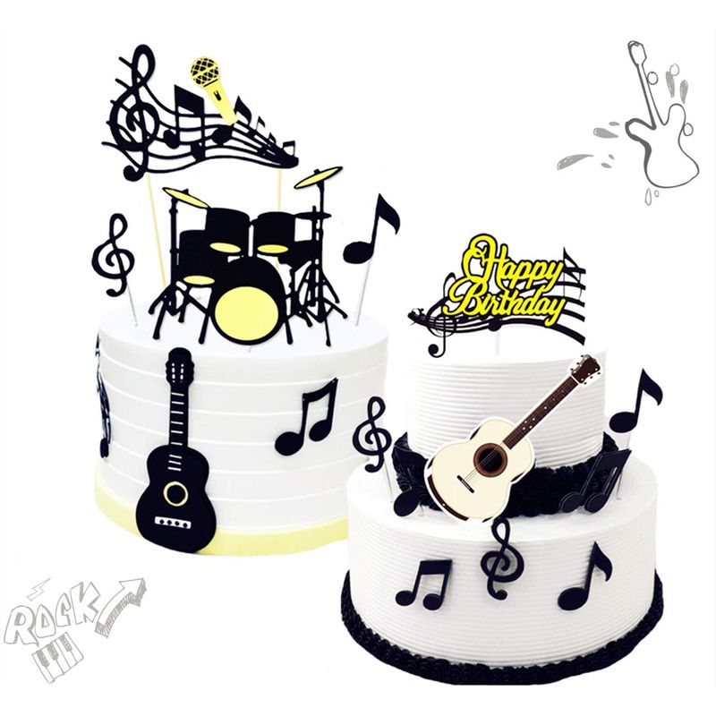 JeVenis Rock Star Cupcake Topper Music Notes Cupcake Toppers Guitar ...