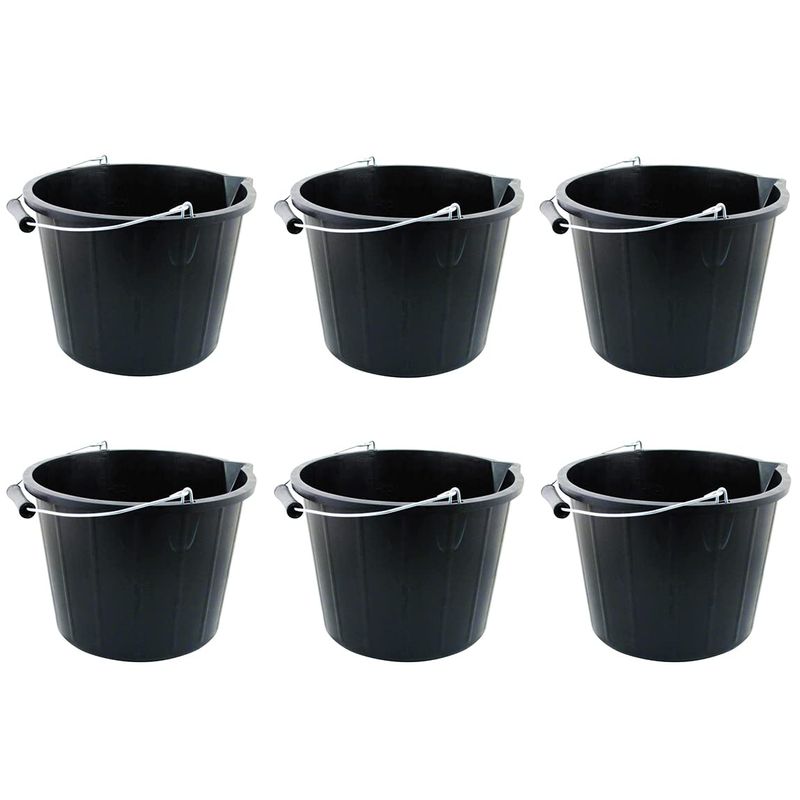 14L Strong Plastic Builders Bucket 3 Gallon Water Storage Bucket with ...