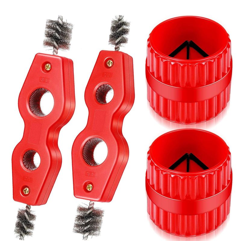Copper Pipe Cleaner and Reamer Set, 4Pcs Pipe Deburring Tool 4 in 1 ...