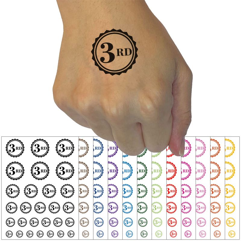 Third 3rd Place Circle Award Temporary Tattoo Water Resistant Fake Body ...