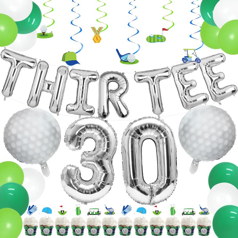 Thir Tee Balloons Golf Ball Themed Happy 30th Birthday Decorations For ...