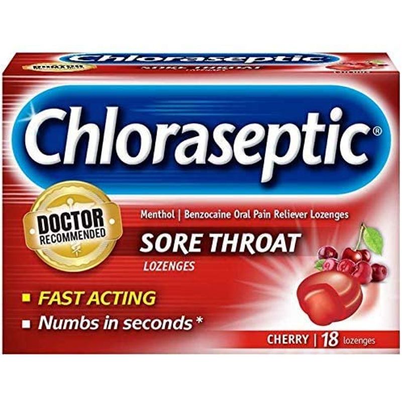 Chloraseptic Sore Throat Lozenges, Cherry Flavor, 18 Count - Online ...