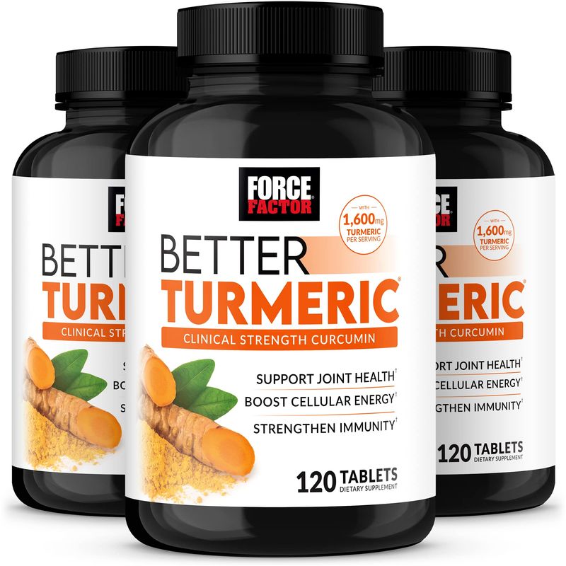 FORCE FACTOR Better Turmeric 3-Pack Joint Support Supplement Featuring ...