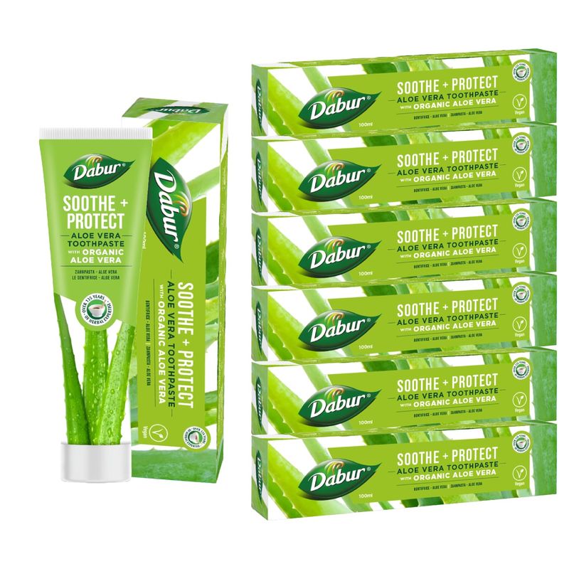 Dabur Aloe Vera Organic Toothpaste - 100g (Pack of 6)| Prevent Cavities ...
