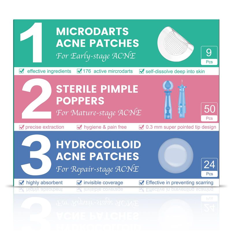 3-Step Microdart Pimple Patches Set - 9 Microdarts Pimple Patches, 50 ...