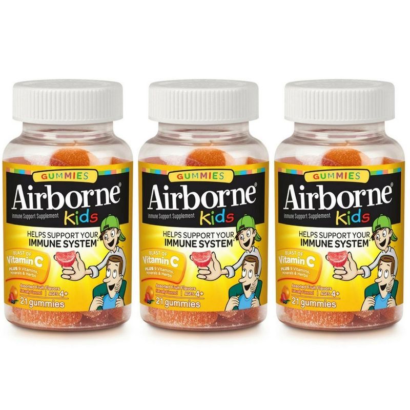 Airborne Kids Assorted Fruit Flavored Gummies, 21 Count - 667mg of ...