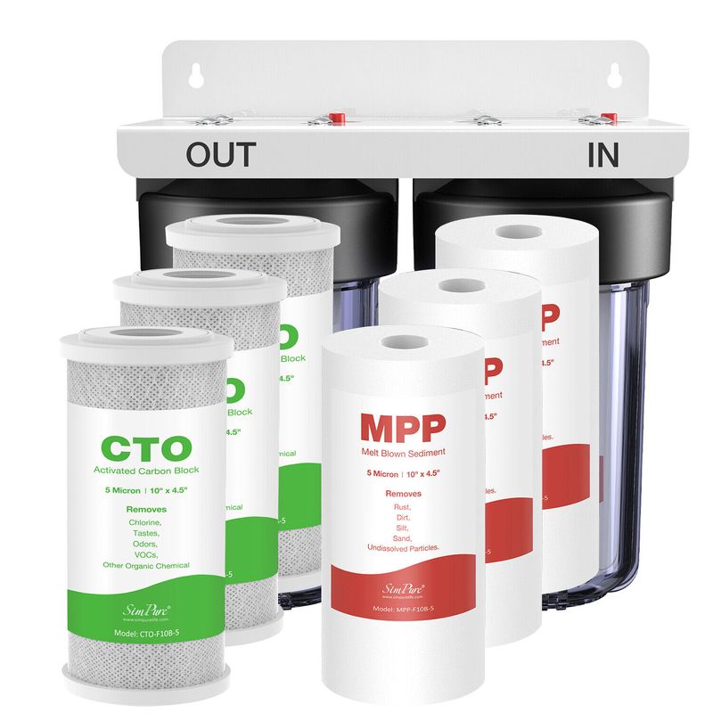 10"x4.5" Whole House Water Filter System for Well + 3 Set Extra Filter ...