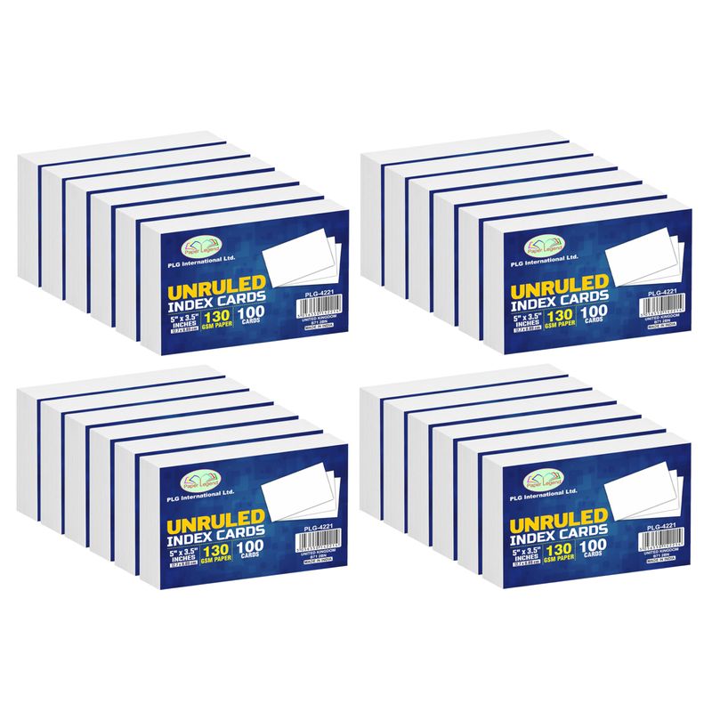 [Pack of 2000] - White 5 x 3.5 INCH Unruled Index Cards Smooth 130 GSM ...