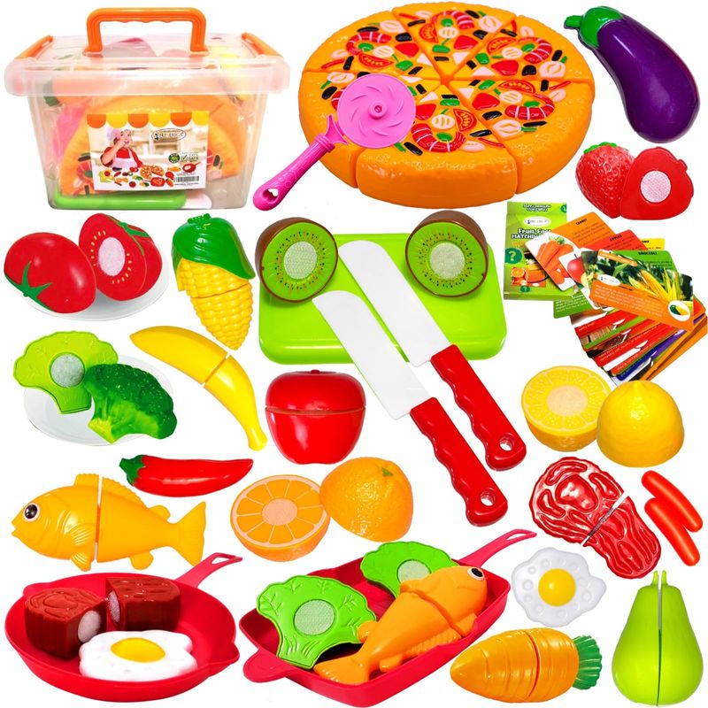 FUNERICA Play Kitchen Cutting Food Toys for Kids - Pretend Cutting ...