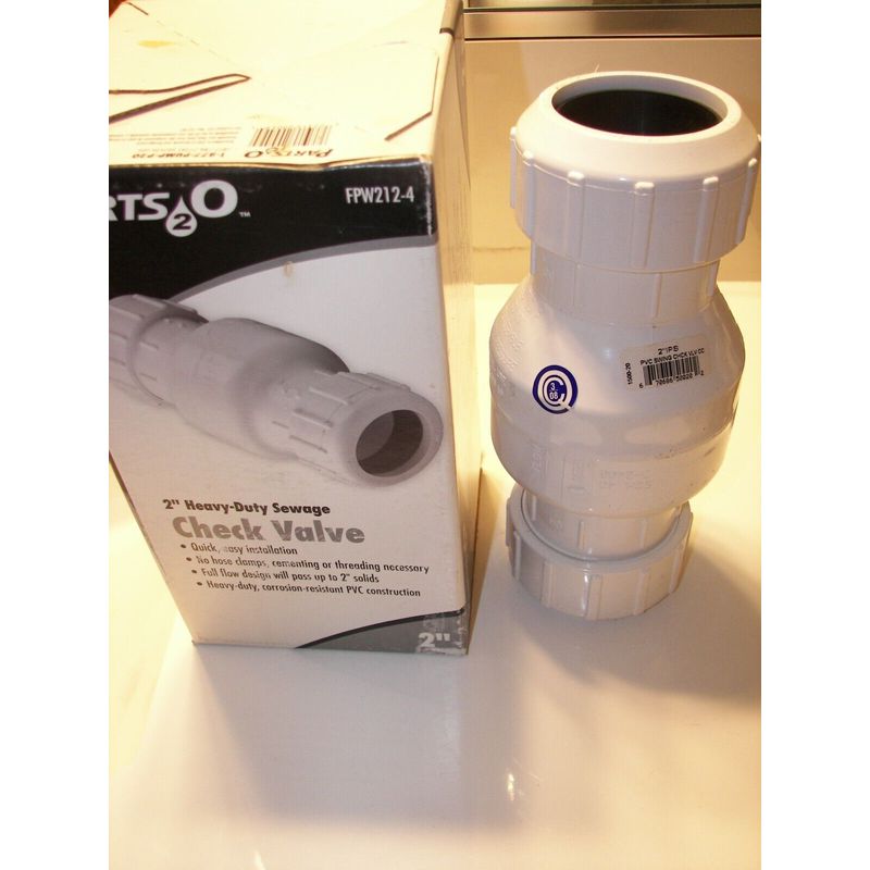 New NOS Parts-2-O 2" Sewage Check Valve FPW212-4 PVC No Glue Horizontal ...