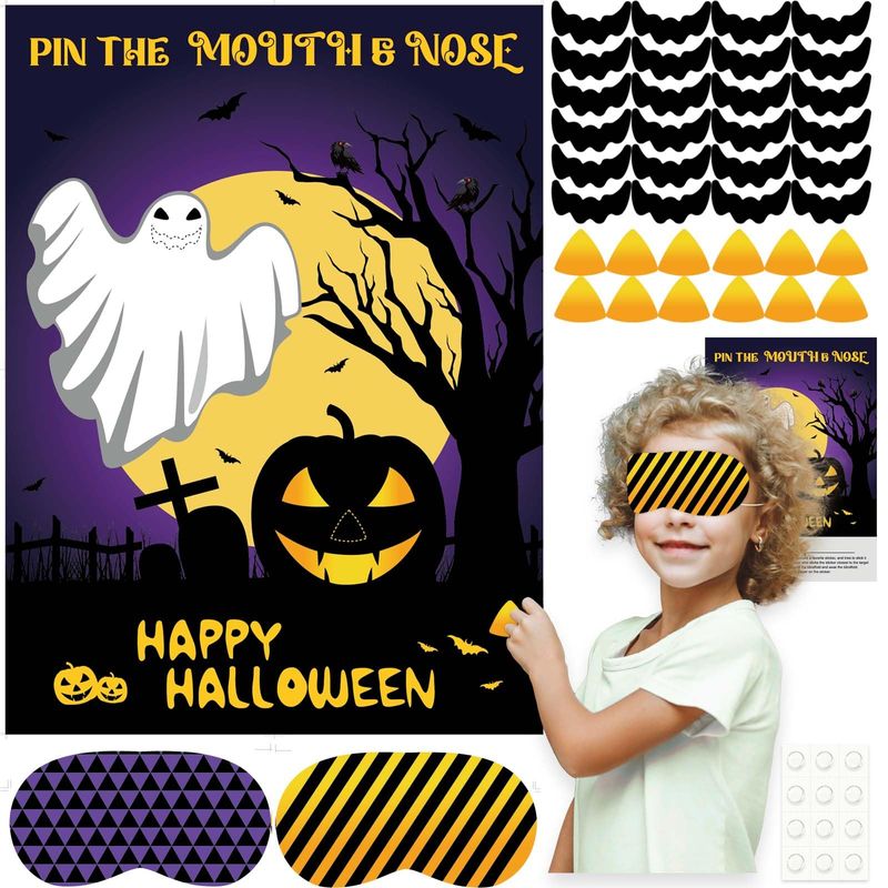ASTARON Halloween Party Games Pin the Mouth and Nose on Ghost and ...