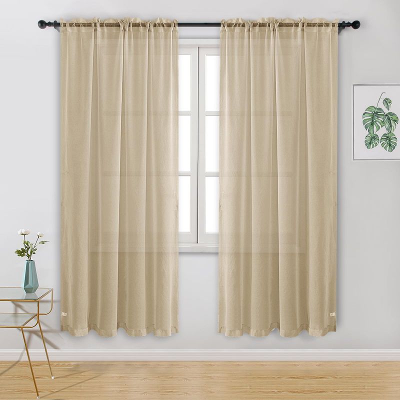 Hiasan Voile Curtain Beige Net Curtains for Window Sheer Curtains for ...