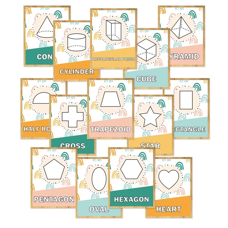 FYSUIMU 14Pcs Boho Rainbow Basic Shapes Early Learning Posters 2D and ...