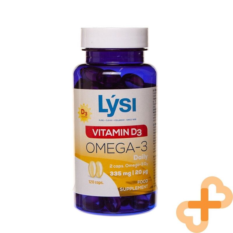 LYSI OMEGA-3 Fish Oil Vitamin D3 120 Soft Capsules Heart Health Support ...