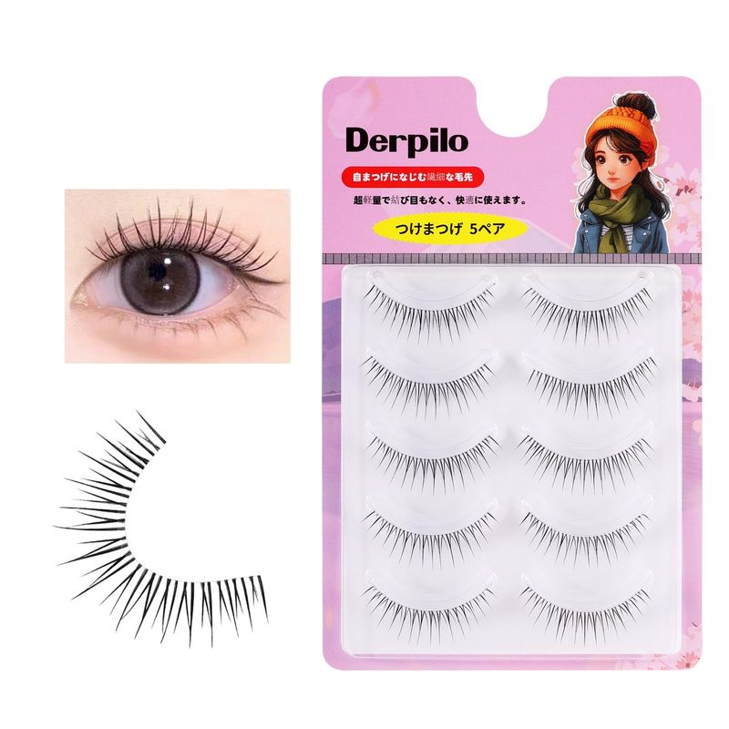 Derpilo False Eyelashes, 5 Pairs, Natural Eyelashes, Eye Lashes, Short ...