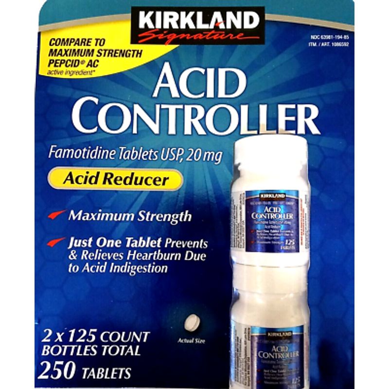 Kirkland Signature Acid Controller Famotidine 20 mg 250 Tablets EXP 02/ ...