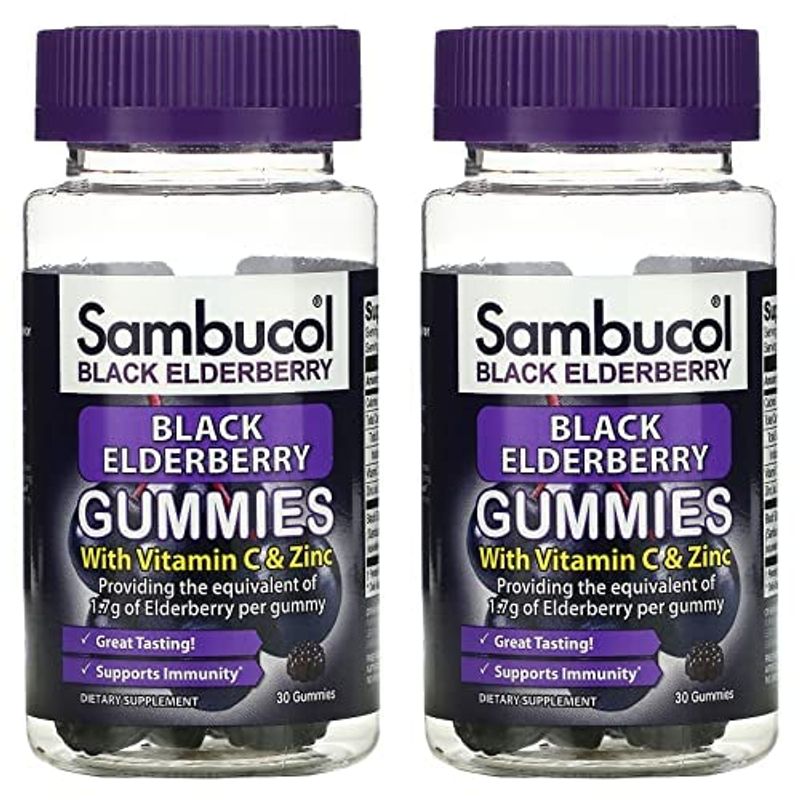 Sambucol Black Elderberry Gummies with Vitamin C & Zinc - Sambucus ...