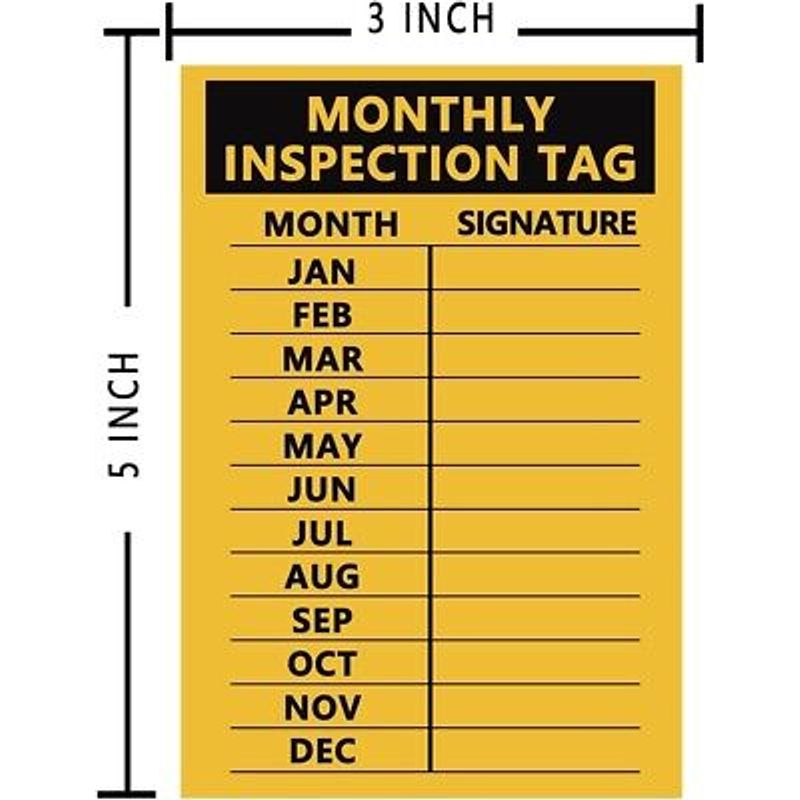 🔥🧯100-5"X 3"VINYL ADHESIVE MONTHLY INSPECTION TAGS FIRE EXTINGUISHER ...