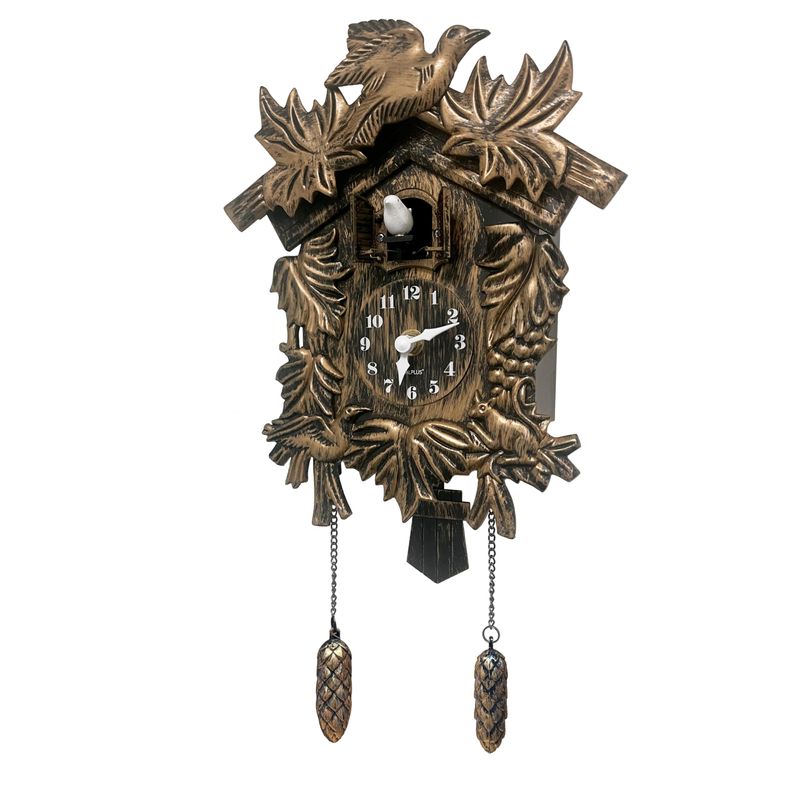 WALPLUS Brown Vintage Chiming Cuckoo Clock with Working Bird Flapping ...