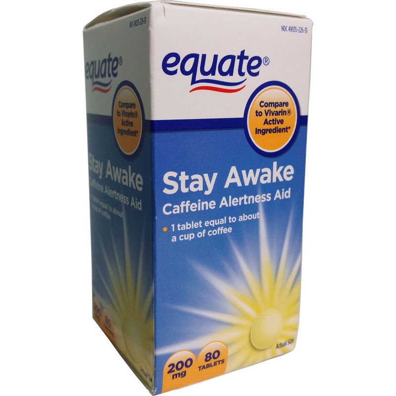 Equate Stay Awake Caffeine Alertness Aid, 80 Tablets, 200 mg - Online ...