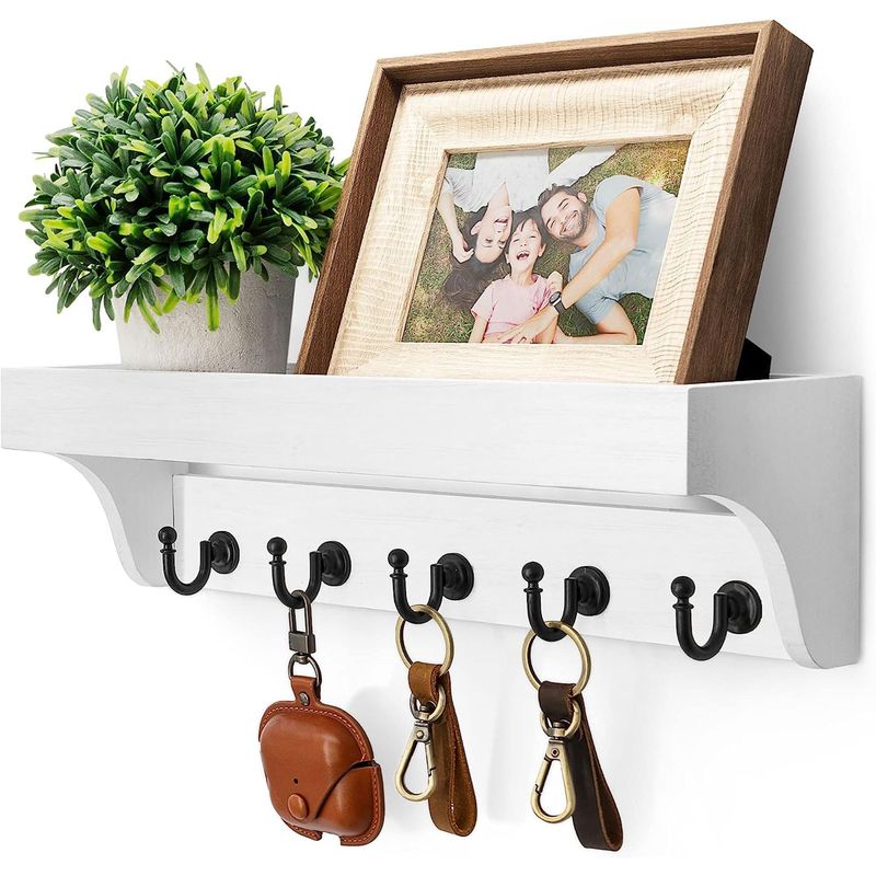 Rebee Vision Key and Mail Holder for Wall with Floating Shelf ...