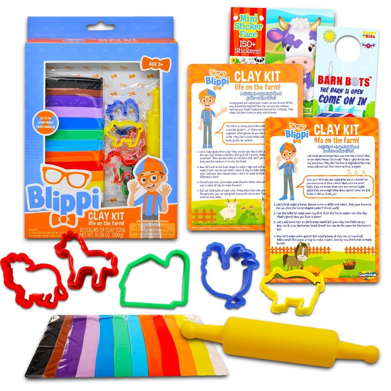 Blippi Clay Craft Kit for Kids - Bundle with 12 Colors of Clay, Farm ...