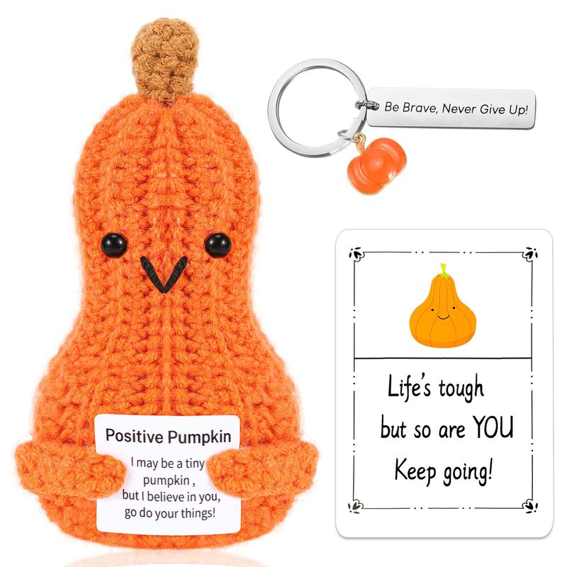 Emotional Support Crochet Pumpkin, Good Luck Gifts Positive Doll with ...