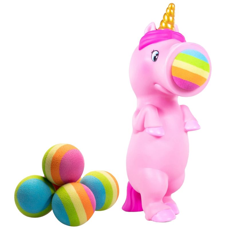 Hog Wild Pink Unicorn Ball Popper Toy - Includes 4 Soft Foam Balls ...