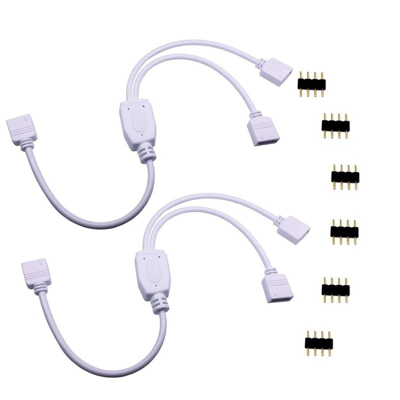 Litaelek 2 Packs 4 Pin Splitter for One to Two 6 x 4 Pin Male RGB ...