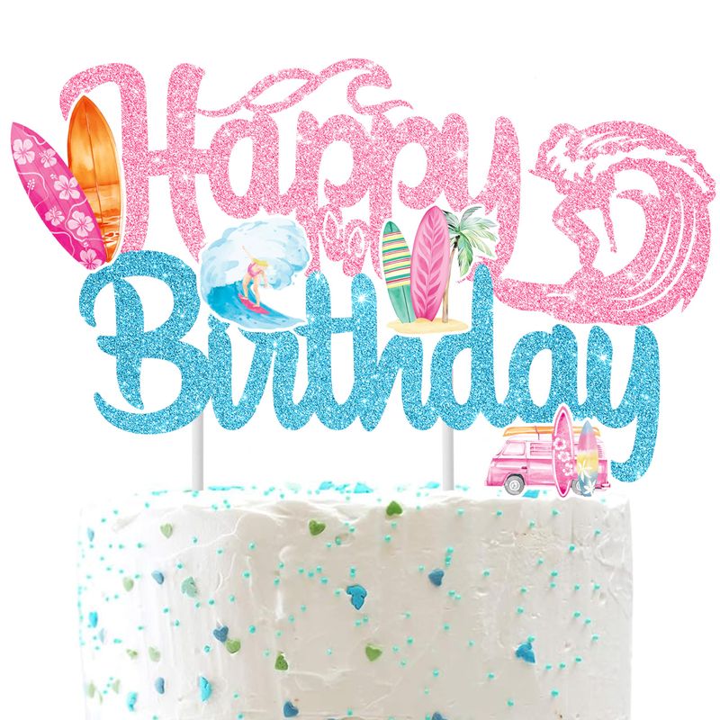 Vintage Surfing Birthday Party Cake Topper Summer Surfing Birthday ...