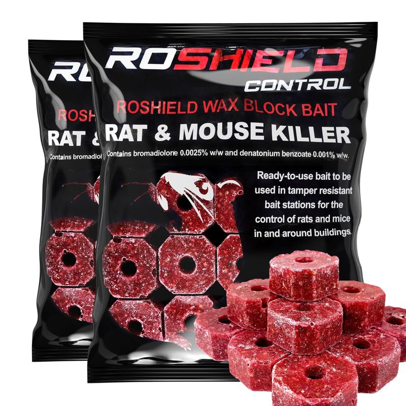 Roshield 600g Wax Block Bait for Rat & Mouse Killer Poison Control ...
