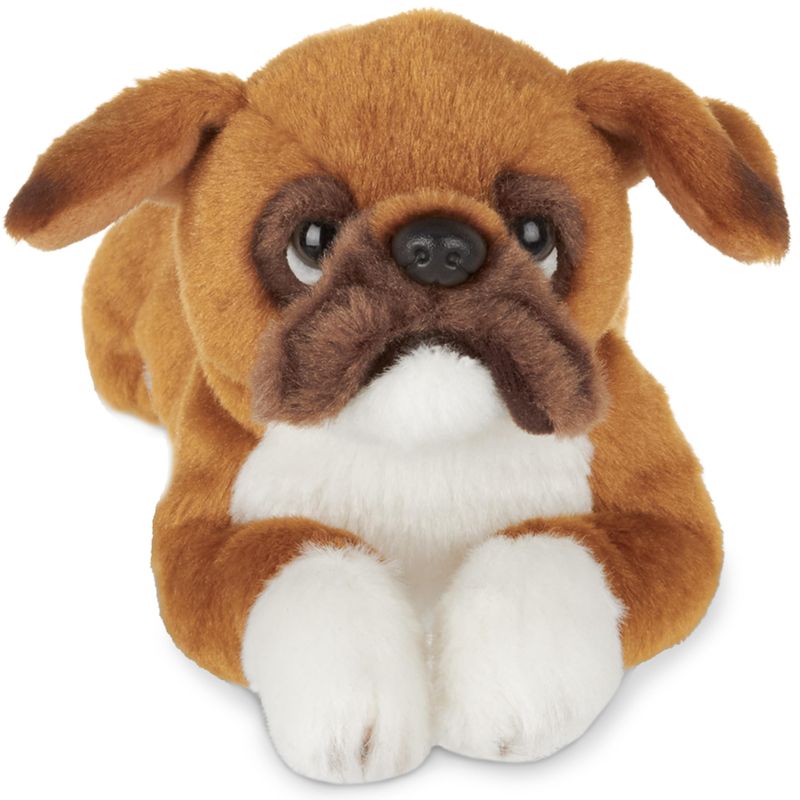 Bearington Boxer Dog Stuffed Animal, Brown and White Plush Faux-Fur ...